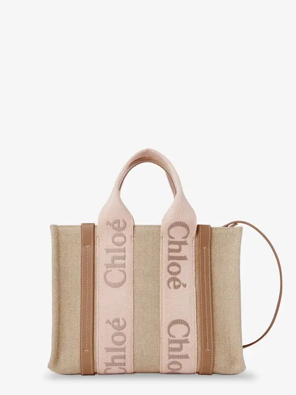 Chloé Woody Linen Canvas And Leather Crossbody Bag - Multicolor