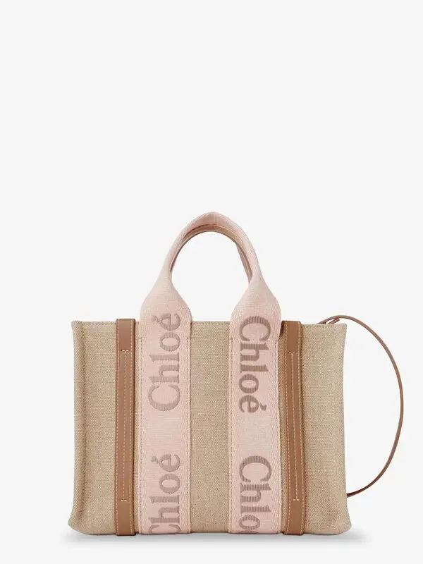 Chloé Woody Linen Canvas And Leather Crossbody Bag - Multicolor