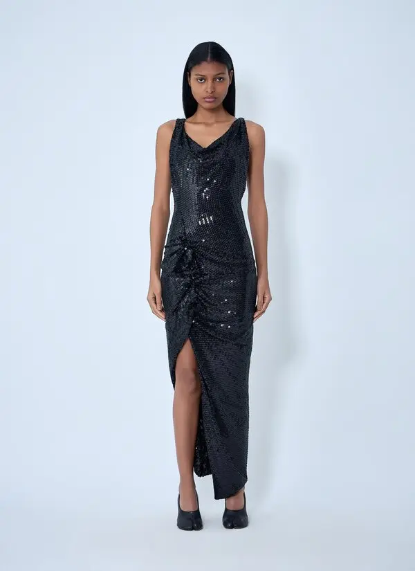 VIVIENNE WESTWOOD Sequined Cowl Neck Gown - Black