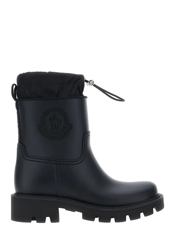 Moncler Kickstream' Boots With Low Block Heel And Tonal Logo Patch On The Side In Tech Fabric - Black