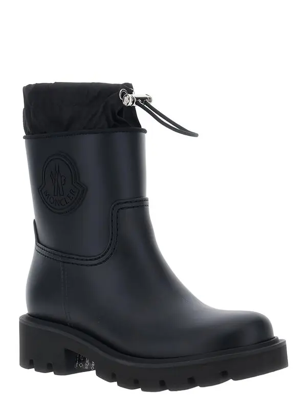 Moncler Kickstream' Boots With Low Block Heel And Tonal Logo Patch On The Side In Tech Fabric - Black