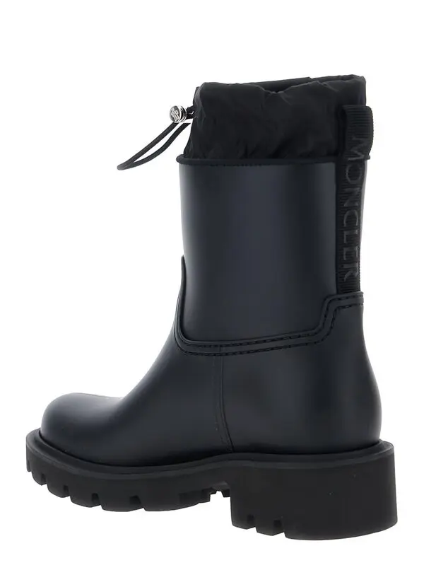 Moncler Kickstream' Boots With Low Block Heel And Tonal Logo Patch On The Side In Tech Fabric - Black