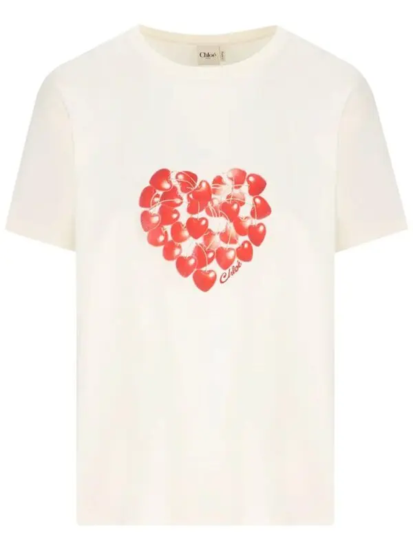 Chloé Cherries Print Cotton T-shirt - White