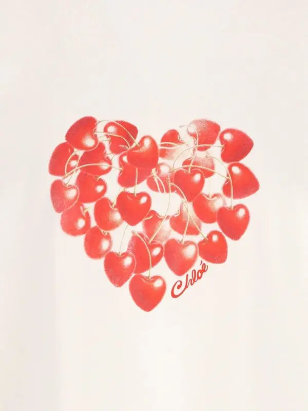 Chloé Cherries Print Cotton T-shirt - White