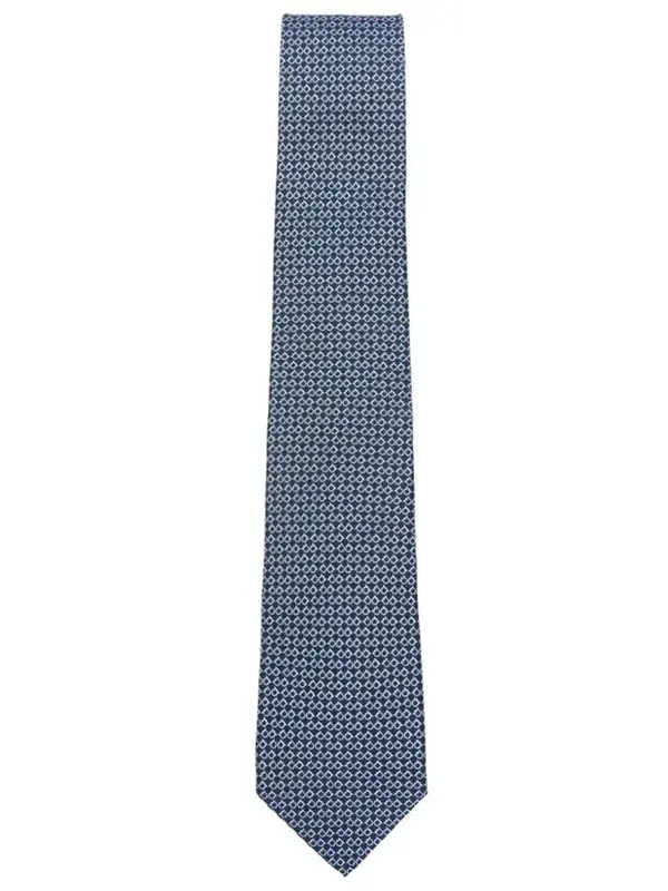 FERRAGAMO Gancini Square Print Silk Tie