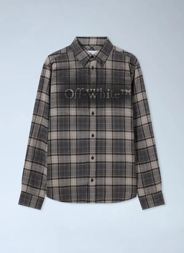 Off-White Spray Book Check Flannel Shirt - Gray
