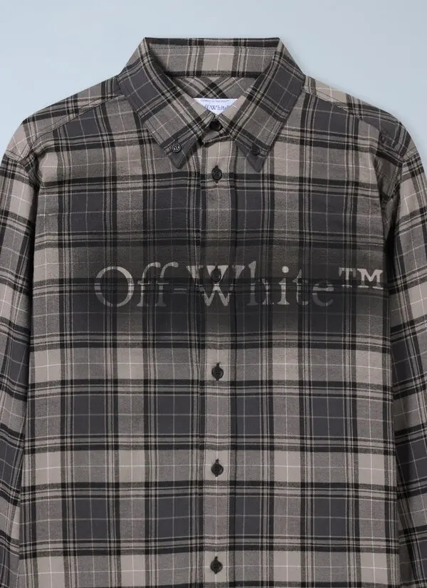 Off-White Spray Book Check Flannel Shirt - Gray