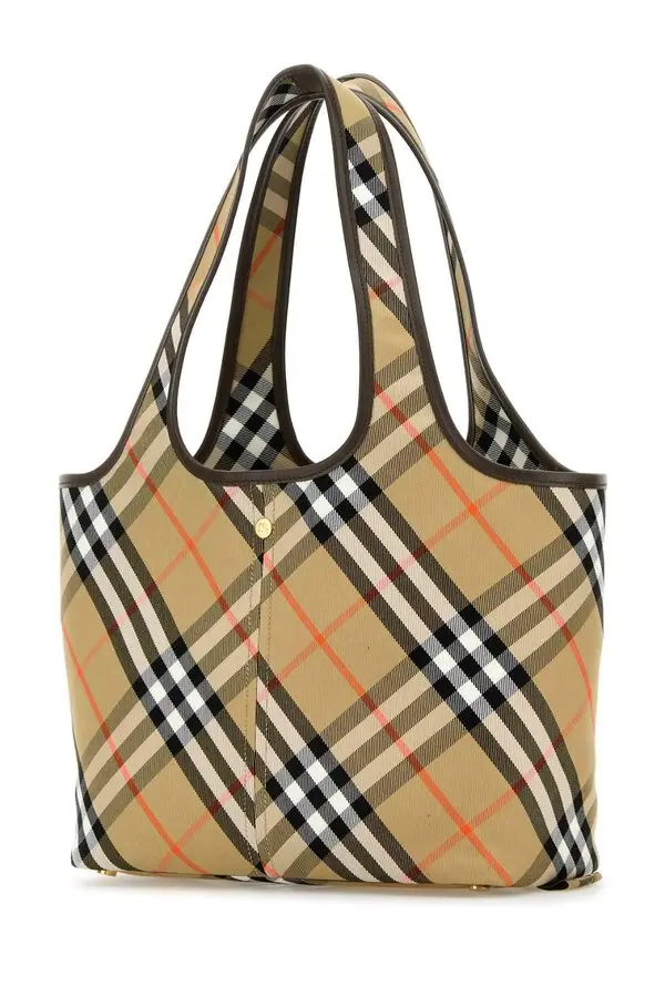 Burberry Embroidered Canvas Small Check Shopping Bag - Multicolor
