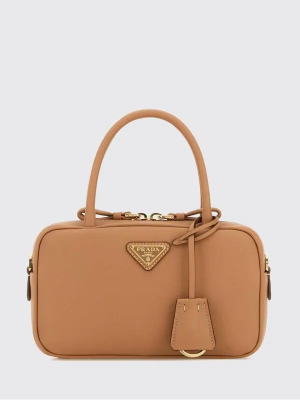 Prada Mini Bowling Bag In Leather - Cream