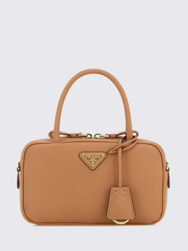 Prada Mini Leather Bowling Bag - Cream