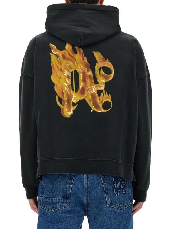 Palm Angels Burning Monogram Print Sweatshirt