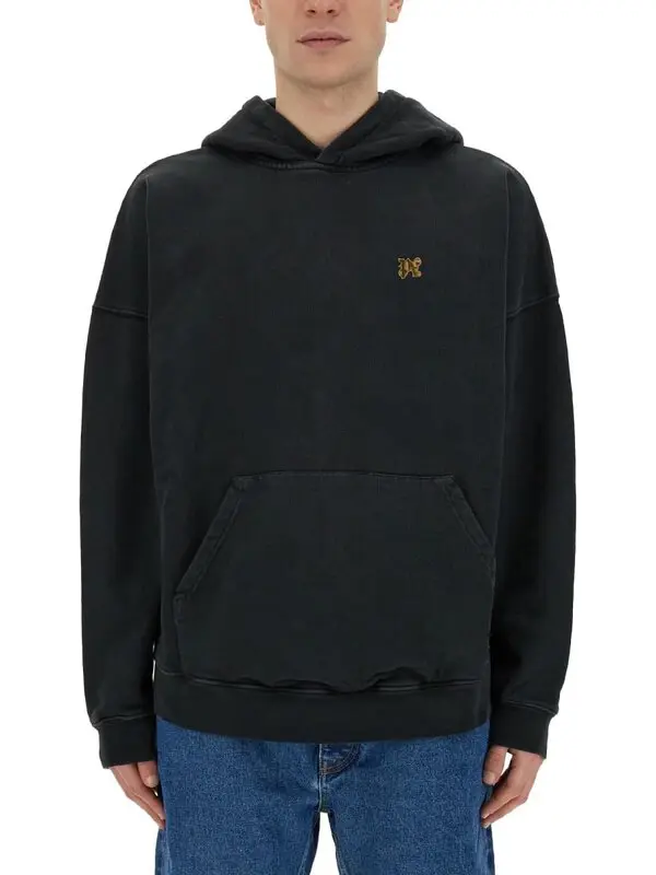 Palm Angels Burning Monogram Print Sweatshirt - Black