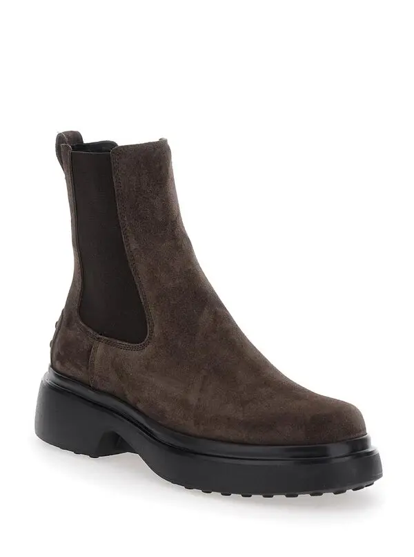 TOD'S Brown Leather Ankle Boots