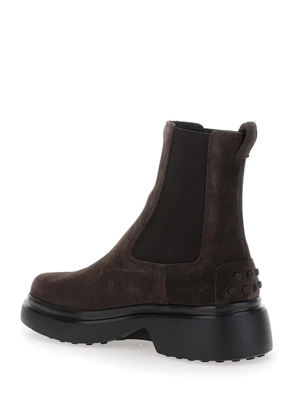 TOD'S Brown Leather Ankle Boots
