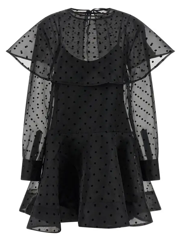 GANNI Organza Circle Collar Minidress - Black
