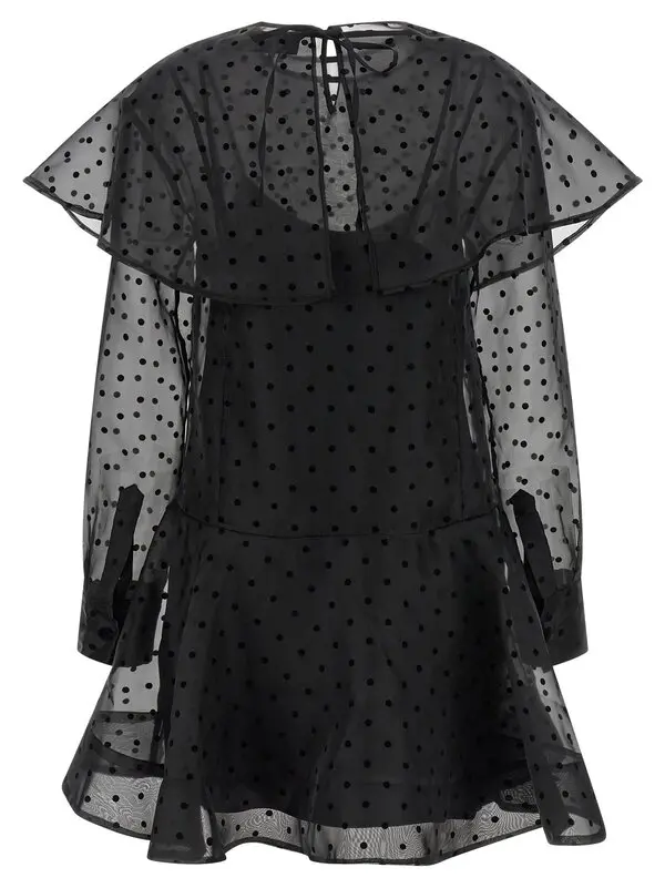 GANNI Organza Circle Collar Minidress - Black
