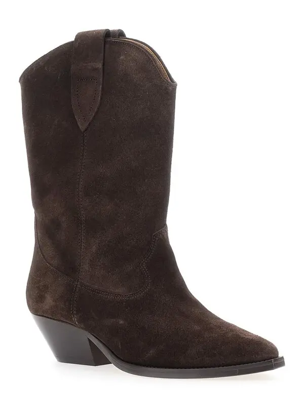 Isabel Marant Étoile Suede Low Block Heel Ankle Boots 'duerto' For - Brown