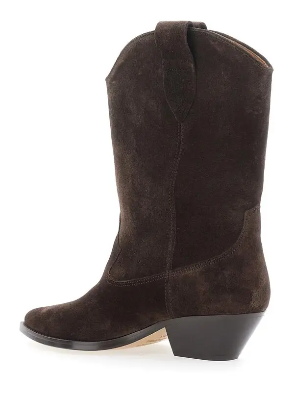 Isabel Marant Étoile Suede Low Block Heel Ankle Boots 'duerto' For - Brown