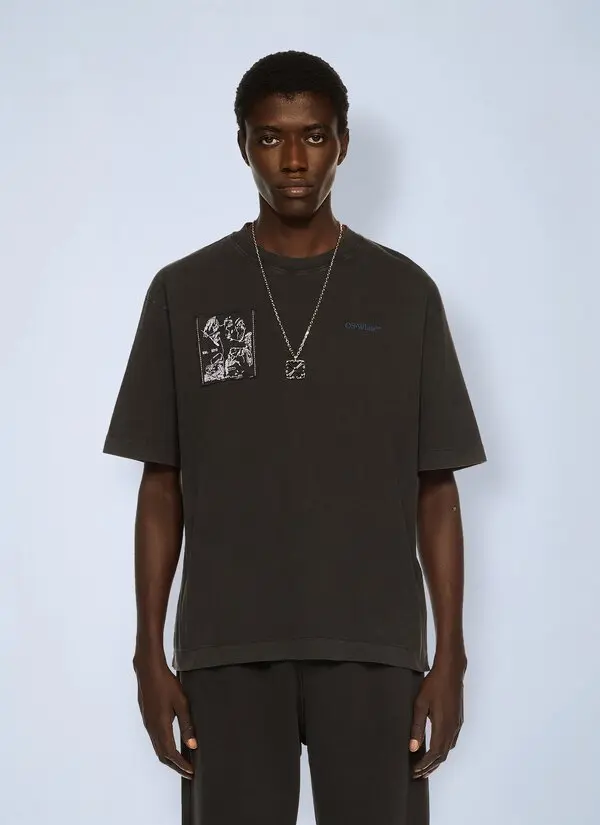 Off-White Faded Painting Skate Logo T-shirt - Black