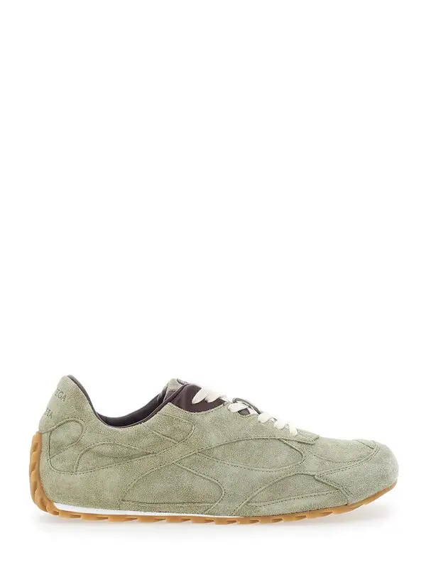 Bottega Veneta Orbit' Khaki Sneakers With Logo Lettering On The Back In Suede For - Multicolor