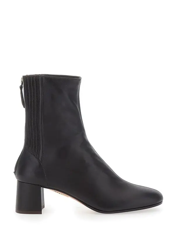 AQUAZZURA Saint Honore' Brown Ankle Boots With Zip Closure At The Back In Leather For - Multicolor