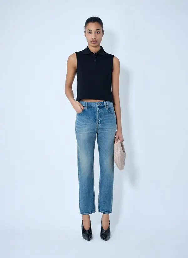 Saint Laurent Cropped Slim Jeans - Blue