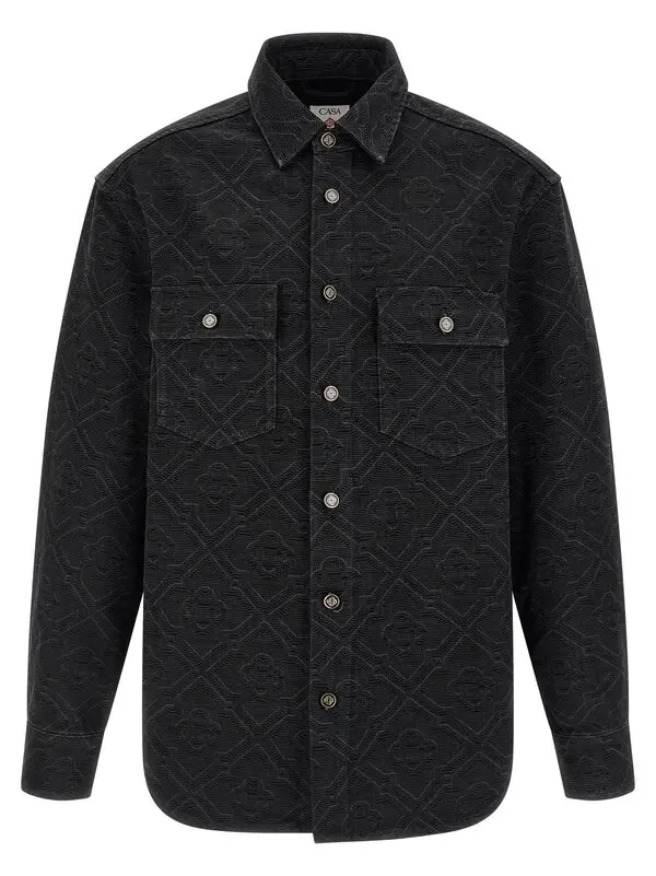 Casablanca Laser Monogram Denim' Overshirt - Black