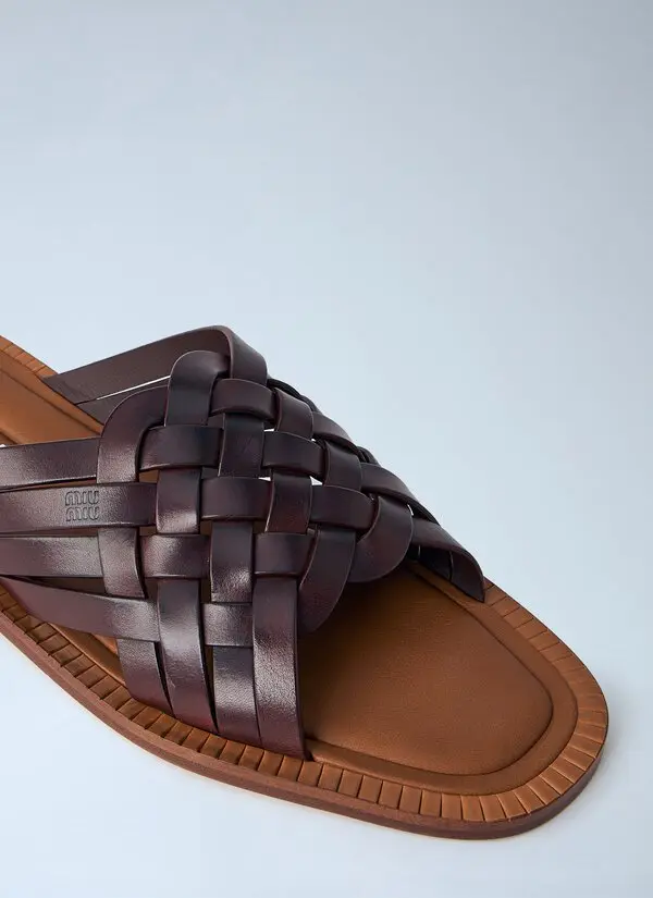 Miu Miu Woven Leather Sandals