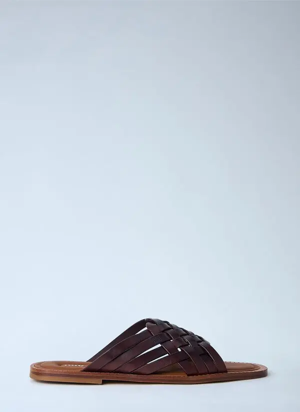 Miu Miu Woven Leather Sandals - Brown