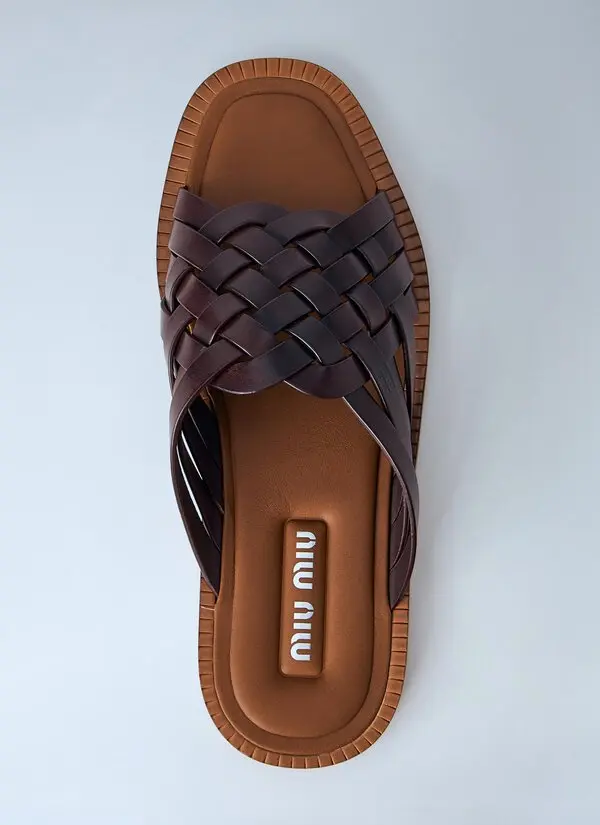 Miu Miu Woven Leather Sandals