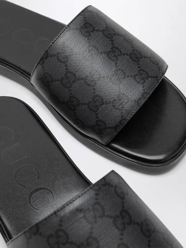 Gucci Gg Supreme Fabric Slides With Rubber Sole