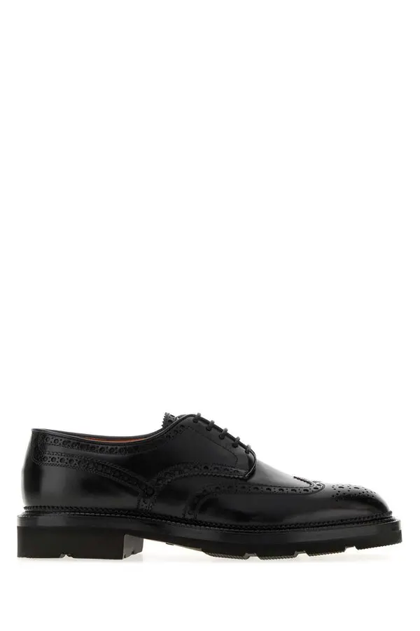 Santoni Leather Emil Lace-up Shoes - Black