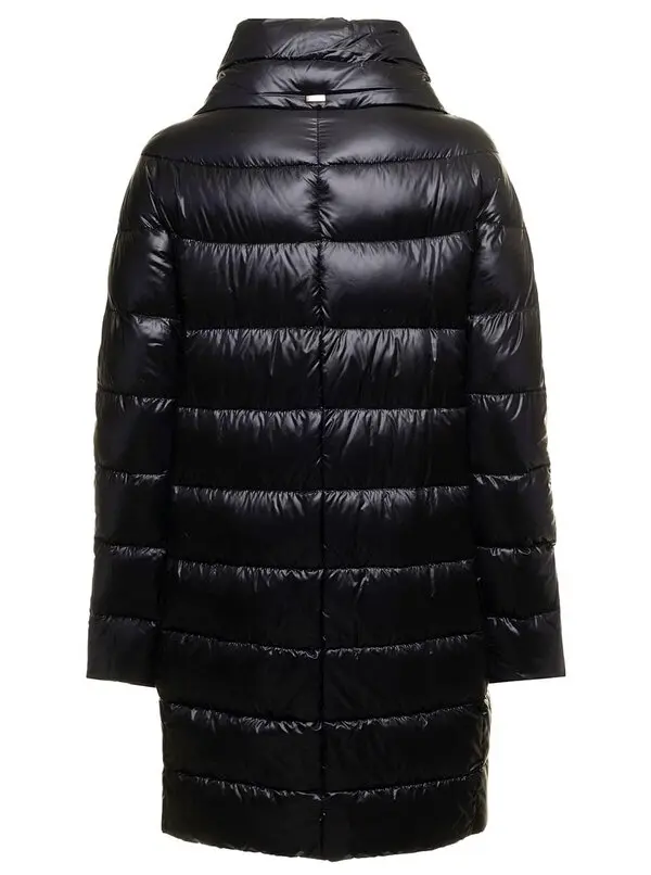 Herno High Collar Down Jacket In Tech Fabric - Black