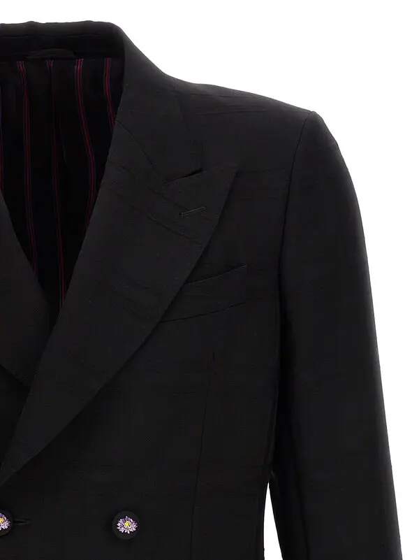 Etro Check Double-breasted Blazer - Black