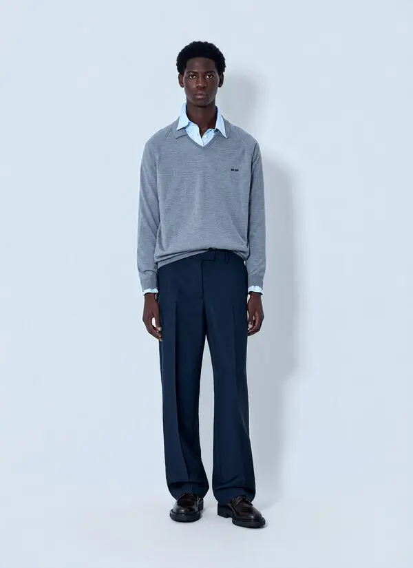 Miu Miu V-neck Knit Sweater - Gray