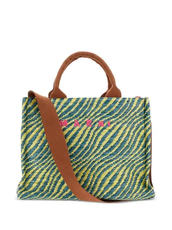 Marni Small Tote Bag With Logo - Green