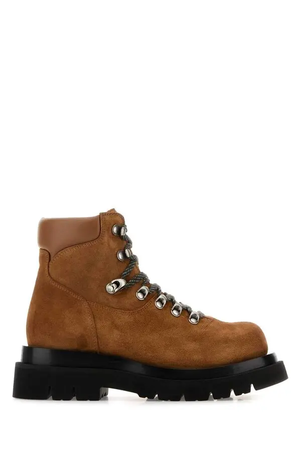 Bottega Veneta Suede Lug Ankle Boots - Brown