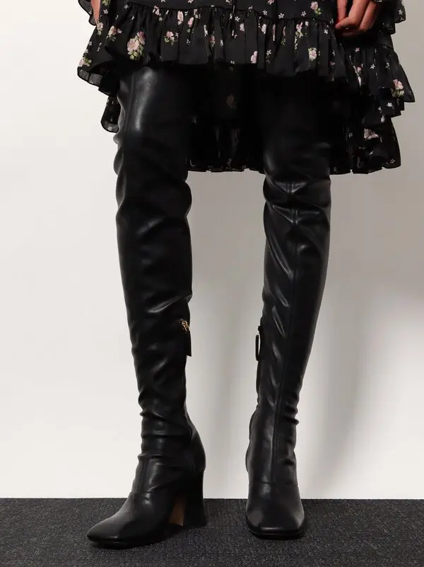 Chloé Janis Over The Knee Leather Boots - Black