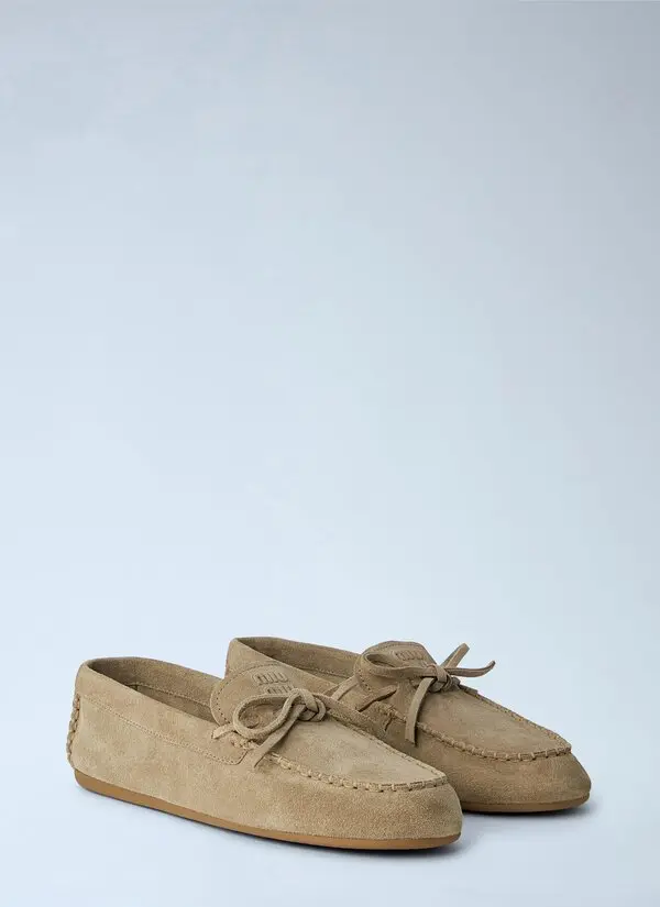 Miu Miu Suede Mesh Loafers - Cream