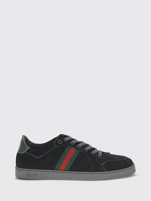 Gucci Stretch Gg Monogram Jacquard Sneakers With Striped Detail - Black