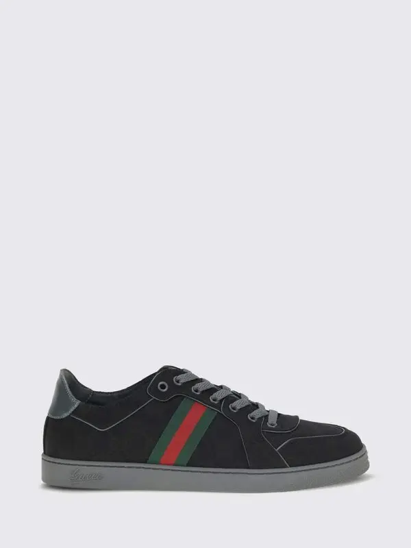 Gucci Stretch Gg Monogram Jacquard Sneakers With Striped Detail - Black