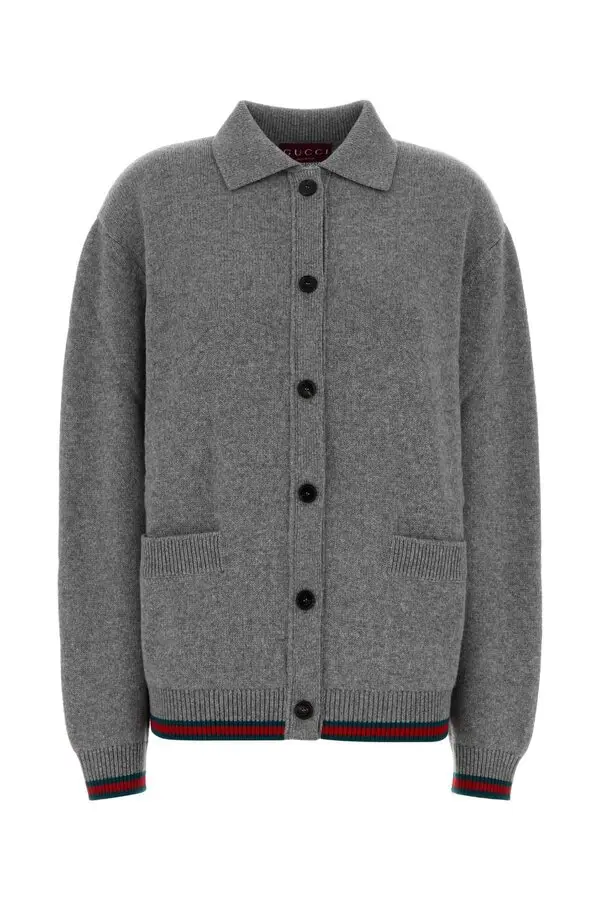 Gucci Oversize Wool Blend Cardigan - Gray