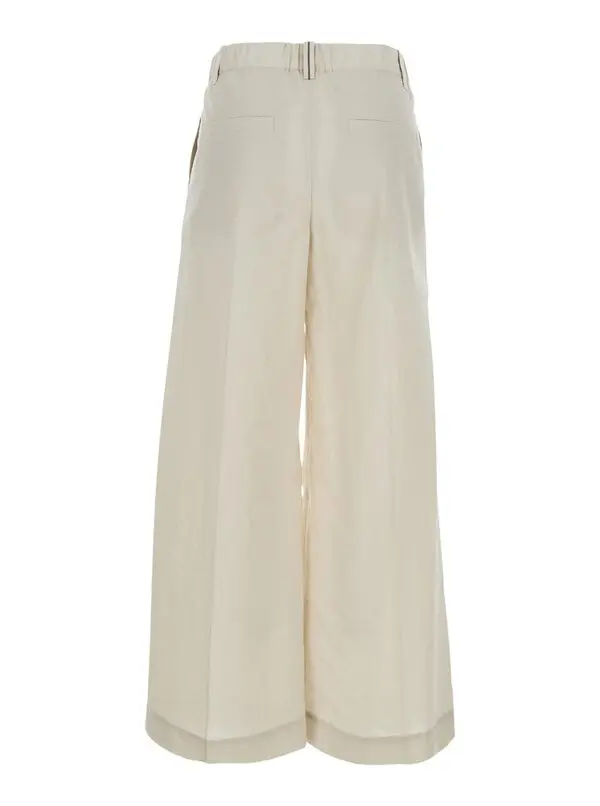 Brunello Cucinelli Wide Leg Pants With Monil Detail - Multicolor