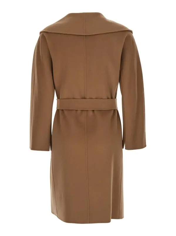 Max Mara S 'messi' Beige Coat With Front Belt Closure In Wool For