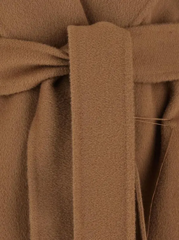 Max Mara S 'messi' Beige Coat With Front Belt Closure In Wool For