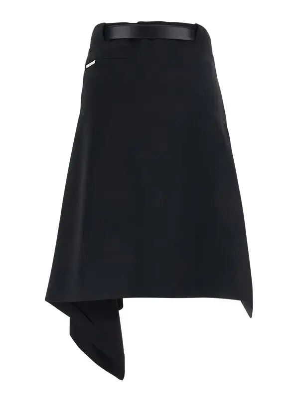 Attico Wool Skirt With Asymmetrical Hem - Multicolor