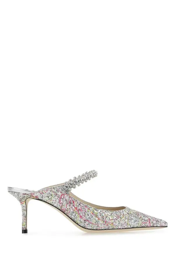 JIMMY CHOO Embellished Leather Bing Mules - Multicolor