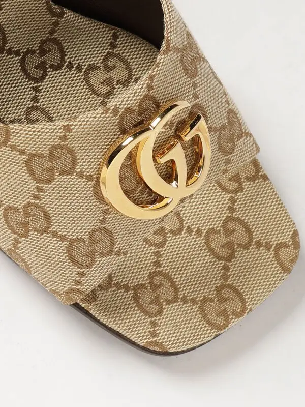 Gucci Gg Jacquard Fabric Mules - Cream