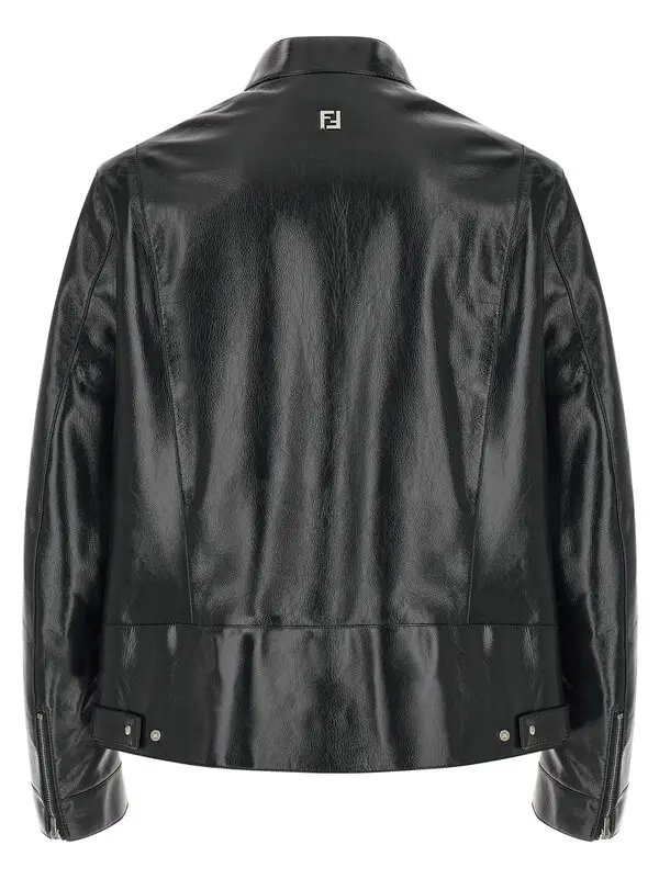Fendi Lacquered Leather Biker Blouson