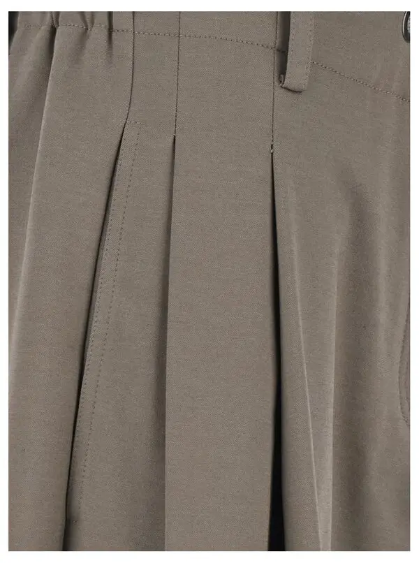 Brunello Cucinelli Beige Trousers With Drawstring Waist And Wide Leg In Cotton Blend - Multicolor